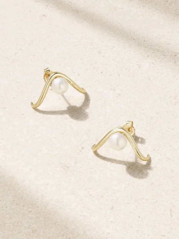 Mizuki 14-karat Earrings With Pearl - Gold