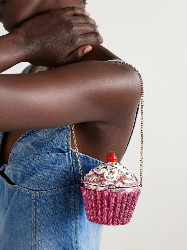 Judith Leiber Cherry Cupcake Crystal Clutch - Pink