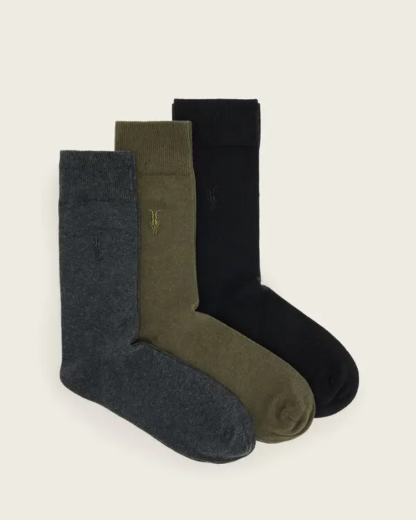 ALLSAINTS Adan Multi Pack Socks - Grn/charcoal/blk