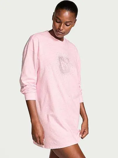 Victoria's Secret 100% Cotton Long-sleeve Sleep Tee - Pink