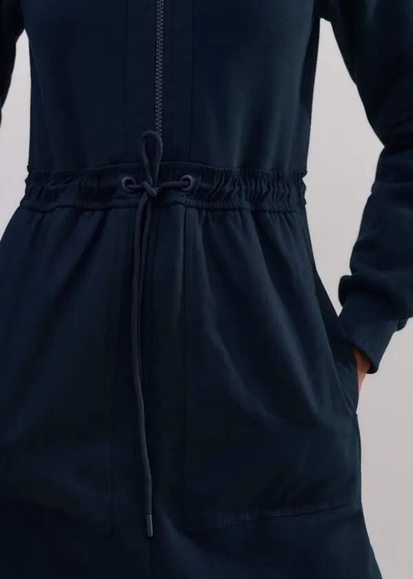 ME+EM Mixed Media Sweatshirting Midi Dress