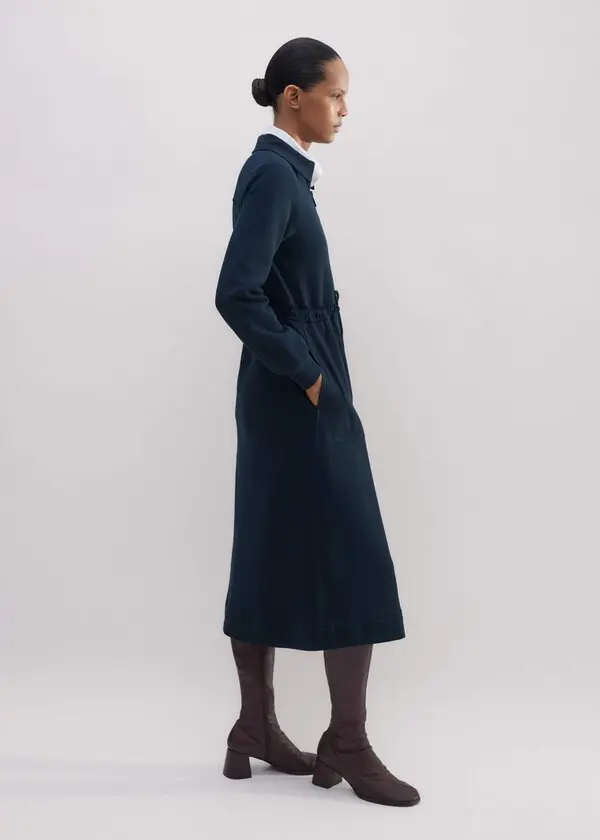 ME+EM Mixed Media Sweatshirting Midi Dress