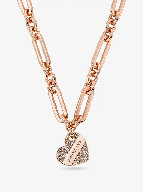 Michael Kors Tone Plated Pavé Heart Necklace