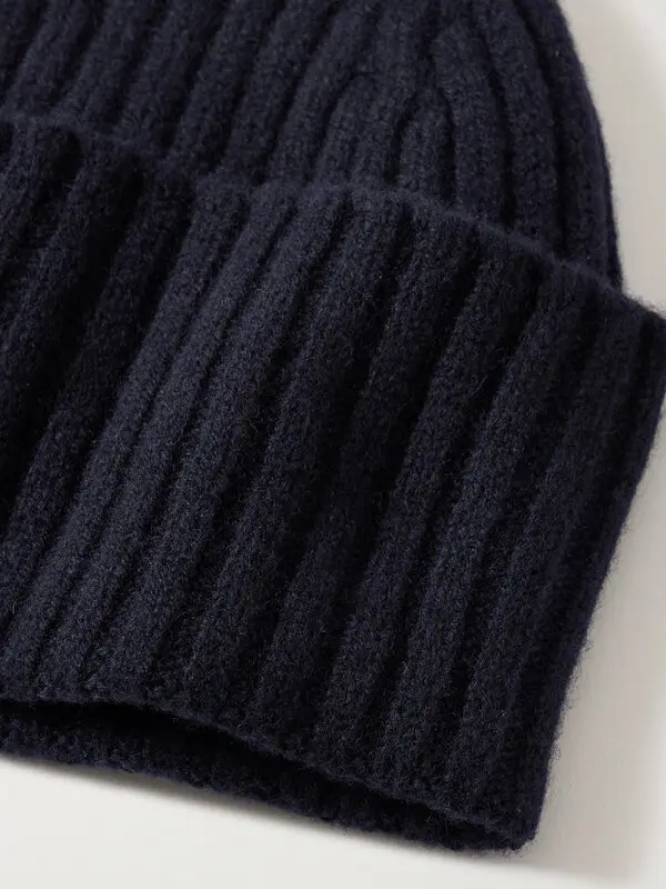 DRAKE'S Ribbed Wool Beanie - Blue