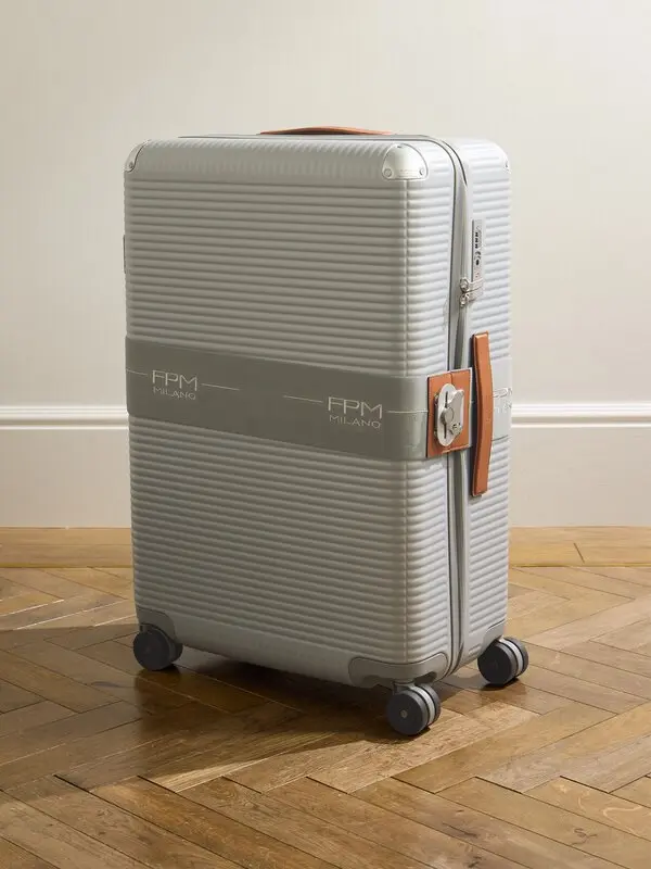 FPM MILANO Bank Zip Deluxe 76cm Leather-trimmed Polycarbonate Spinner Suitcase - Gray