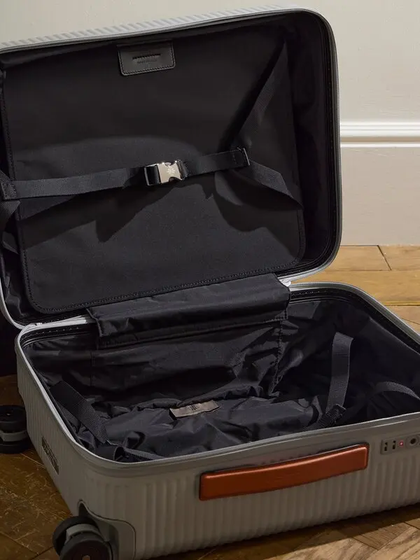 FPM MILANO Bank Zip Deluxe M 55cm Leather-trimmed Polycarbonate Spinner Suitcase - Gray
