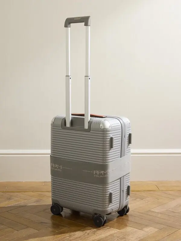 FPM MILANO Bank Zip Deluxe M 55cm Leather-trimmed Polycarbonate Spinner Suitcase - Gray