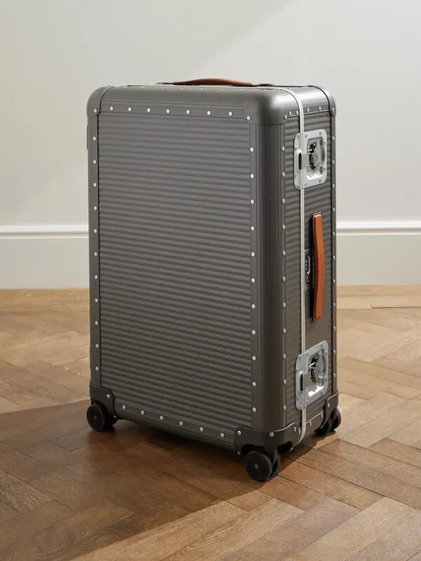 FPM MILANO Bank Spinner 76cm Leather-trimmed Aluminium Suitcase - Gray