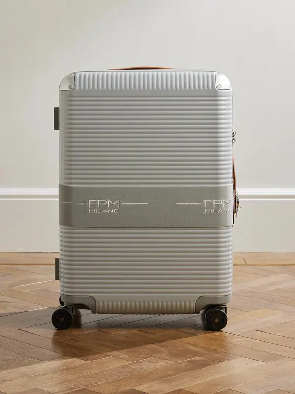 FPM MILANO Bank Zip Deluxe 68cm Leather-trimmed Polycarbonate Spinner Suitcase - Gray