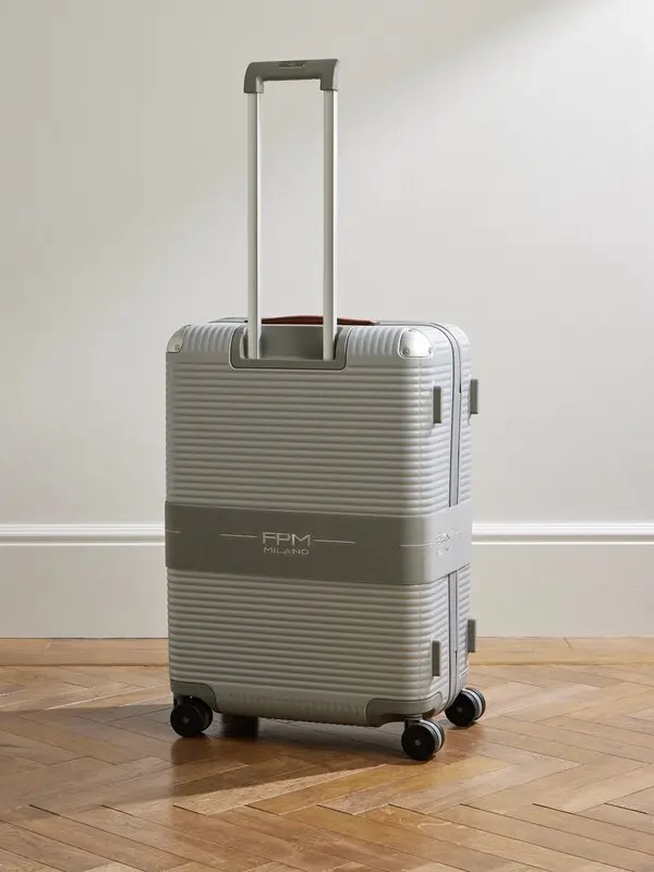 FPM MILANO Bank Zip Deluxe 68cm Leather-trimmed Polycarbonate Spinner Suitcase - Gray