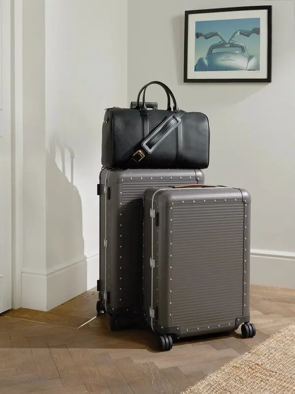 FPM MILANO Bank Spinner 68cm Leather-trimmed Aluminium Suitcase - Gray