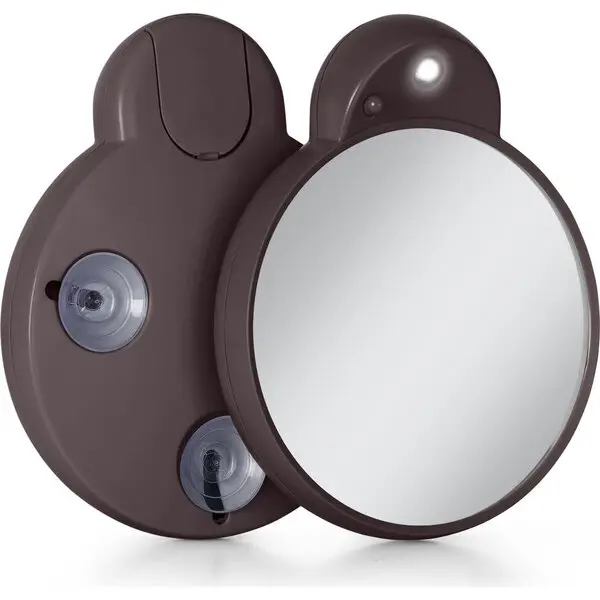 ZADRO Lighted Compact Mirror With 10x Magnification & Retractable Suction Cups - Chocolate