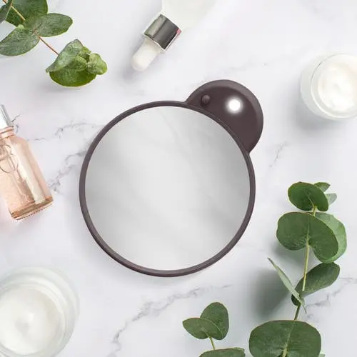 ZADRO Lighted Compact Mirror With 10x Magnification & Retractable Suction Cups - Chocolate