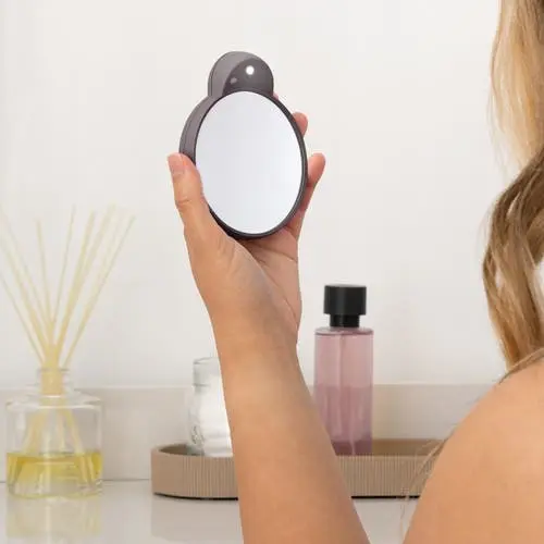 ZADRO Lighted Compact Mirror With 10x Magnification & Retractable Suction Cups - Chocolate