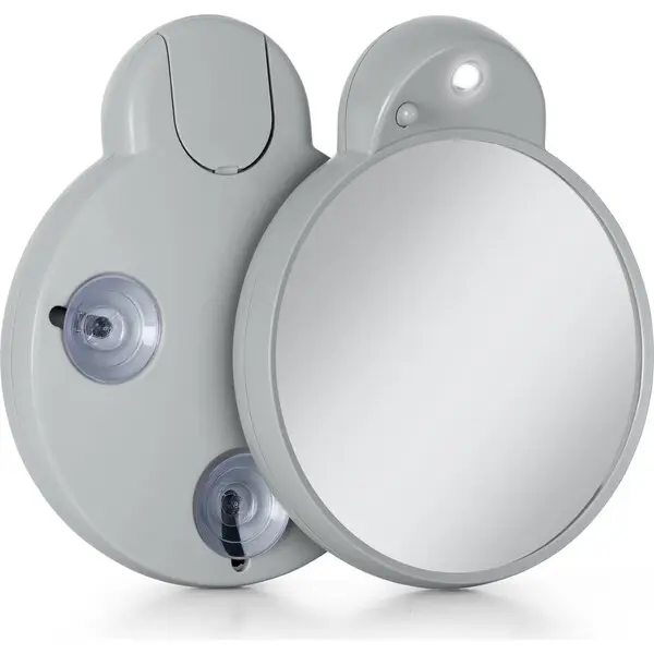 ZADRO Lighted Compact Mirror With 10x Magnification & Retractable Suction Cups - Gray
