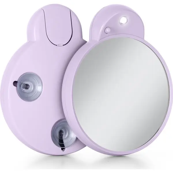 ZADRO Lighted Compact Mirror With 10x Magnification & Retractable Suction Cups - Lavender