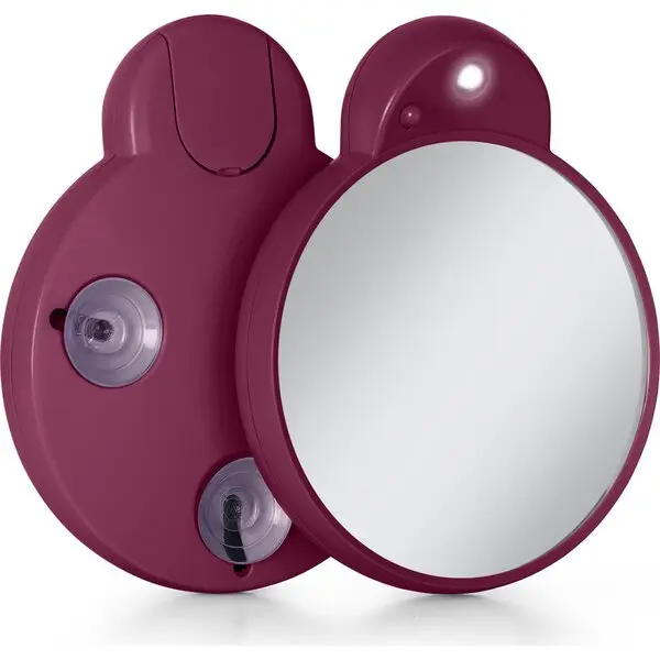 ZADRO Lighted Compact Mirror With 10x Magnification & Retractable Suction Cups - Magenta