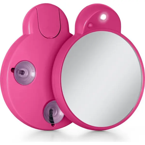 ZADRO Lighted Compact Mirror With 10x Magnification & Retractable Suction Cups - Pink