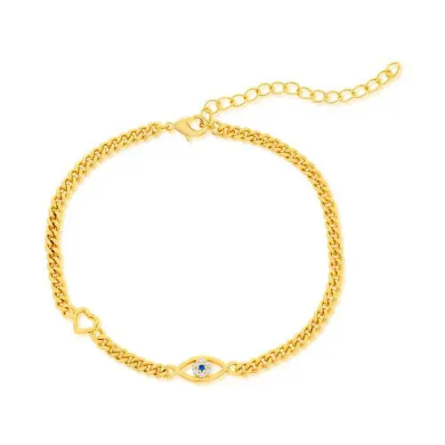 DONATELLO GIAN Name Heart & Created Blue Sapphire Bracelet - Gold