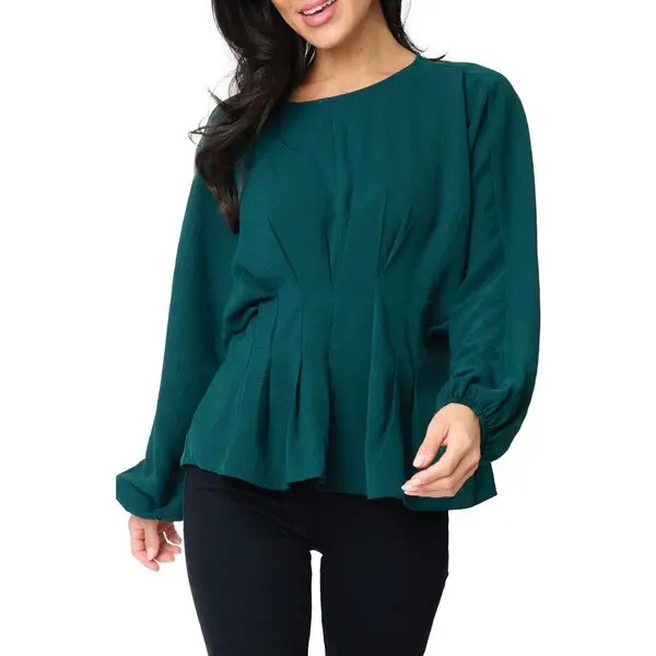 GIBSONLOOK Pleated Long Sleeve Top