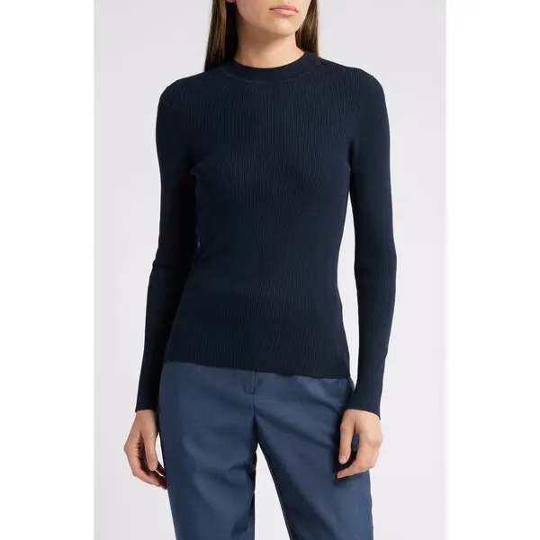 BOSS Feskiera Ribbed Mock Neck Sweater