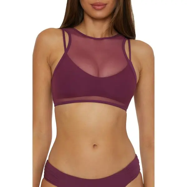 BECCA By Rebecca Virtue Muse Layered Multifit Bikini Top - Aubergine