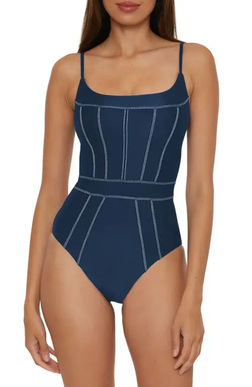 Becca Color Sheen One-piece Swimsuit - Navy