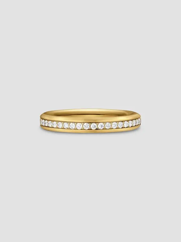 David Yurman Beveled Band Ring In 18k Yellow Gold - Diamond