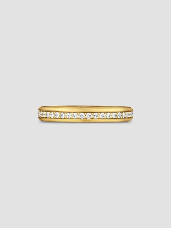 David Yurman Beveled Band Ring In 18k Yellow Gold - Diamond