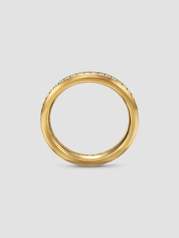 David Yurman Beveled Band Ring In 18k Yellow Gold - Diamond