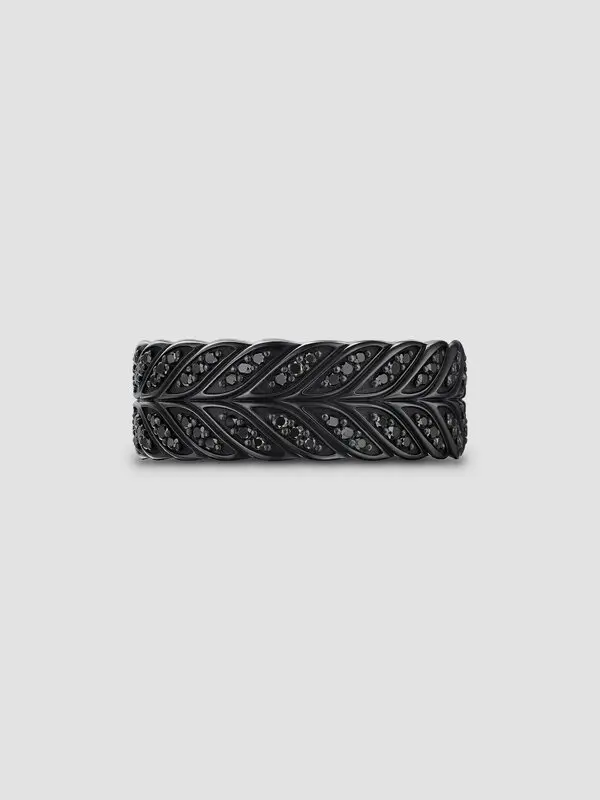 David Yurman Chevron Pavé Band Ring In Black Titanium, 9mm