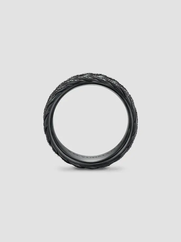 David Yurman Chevron Pavé Band Ring In Black Titanium, 9mm
