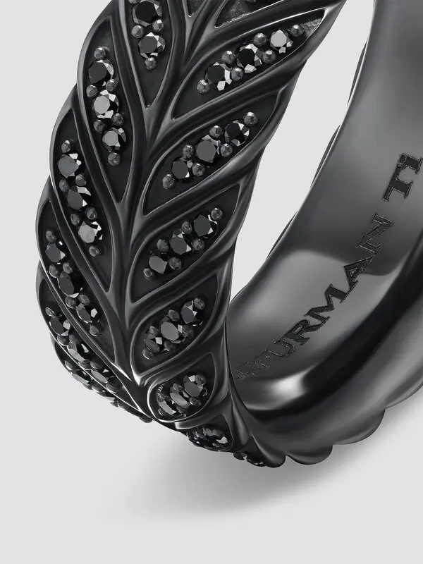 David Yurman Chevron Pavé Band Ring In Black Titanium, 9mm