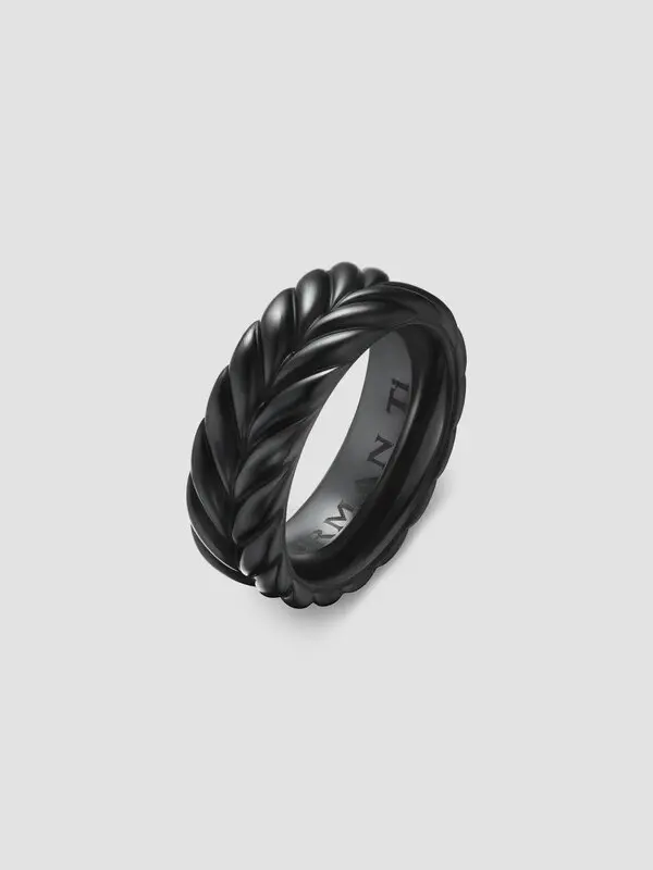 David Yurman Chevron Band Ring In Titanium, 9mm
