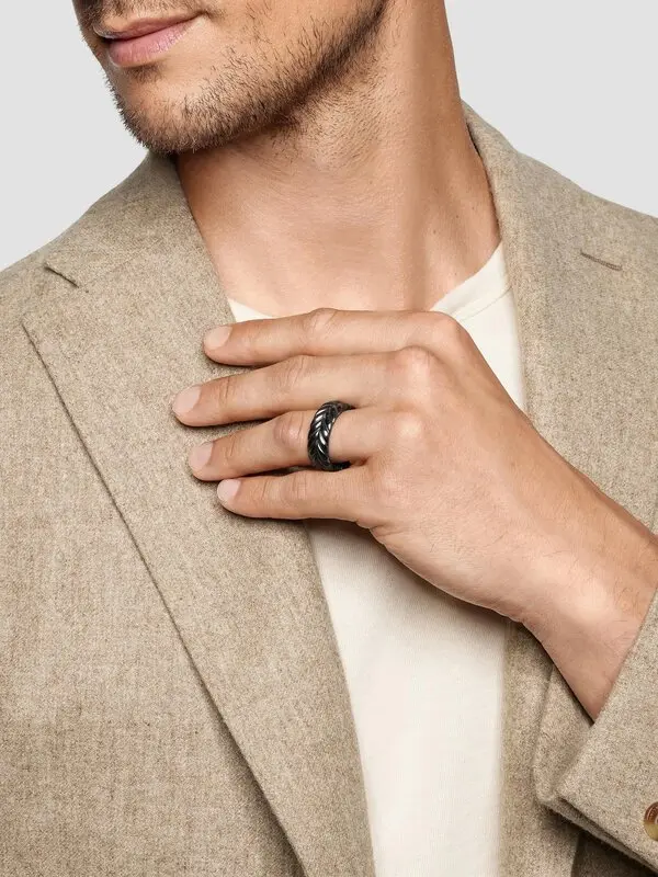 David Yurman Chevron Band Ring In Titanium, 9mm