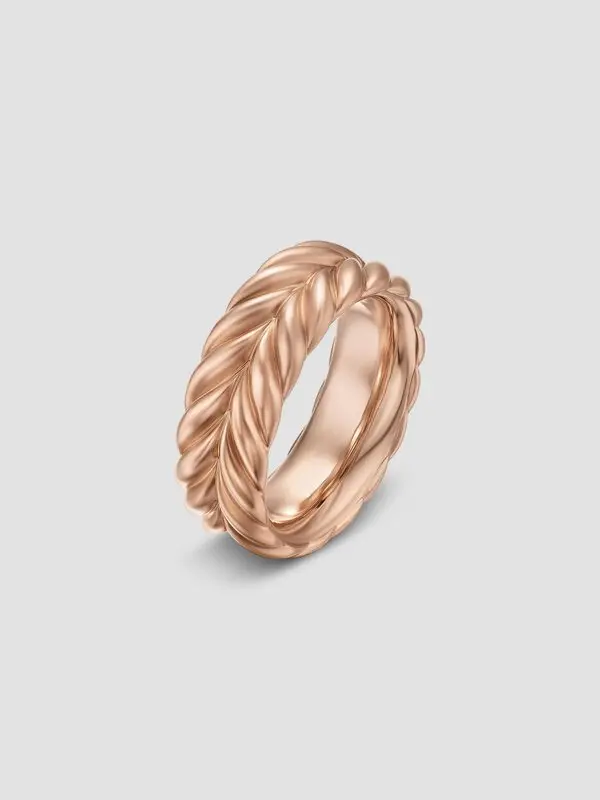 David Yurman Chevron Band Ring In 18k Rose 9mm