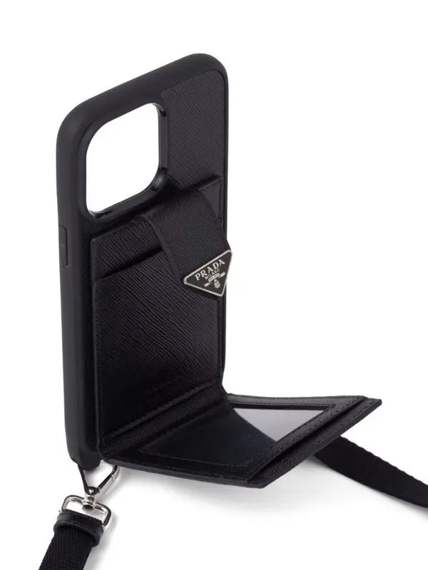 Prada Saffiano Leather Iphone 14 Pro Max Case - Black | Editorialist