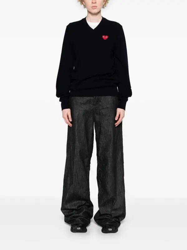 Play Comme Des Garcon Heart-patch Wool Jumper - Blue
