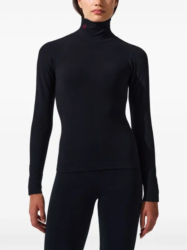 Perfect Moment Star-embroidered Thermal Top - Black