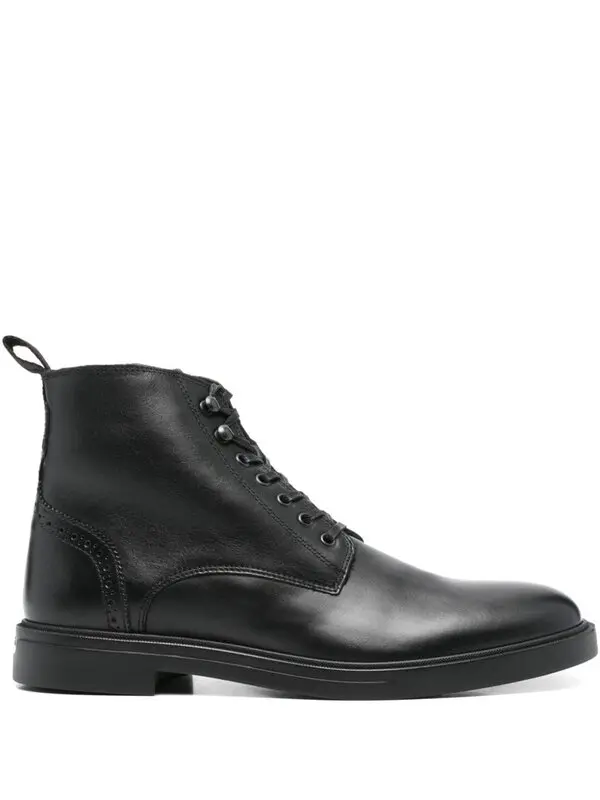 Boss black leather ankle boots dress shoes BOSS - Leather ankle boots with cosy lining - Black main image 3