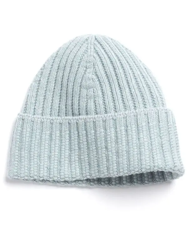 BARRIE Ribbed-knit Cashmere Beanie - Blue