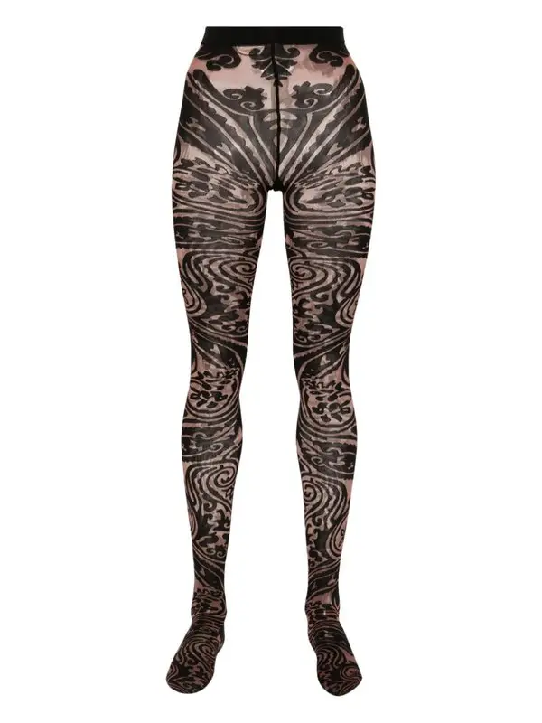 Wolford X Etro Jacquard Tights - Brown