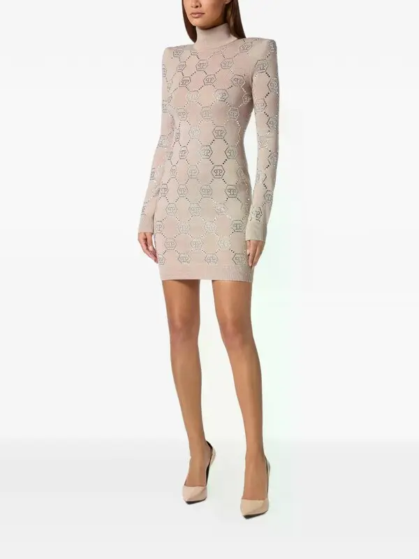 Philipp Plein Crystal-embellished Monogram Mini Dress