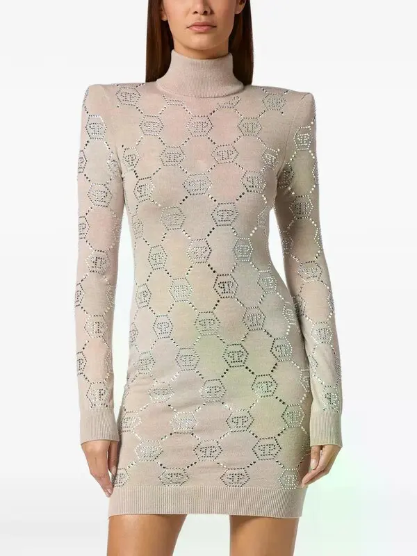 Philipp Plein Crystal-embellished Monogram Mini Dress