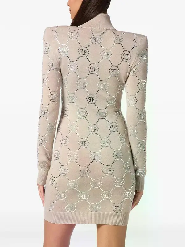 Philipp Plein Crystal-embellished Monogram Mini Dress
