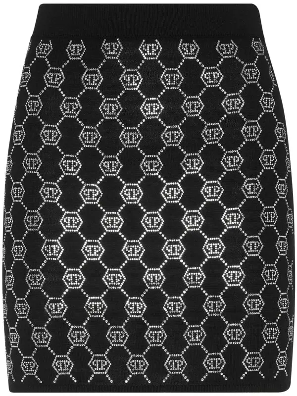 Philipp Plein Monogram Knitted Mini Skirt - Black