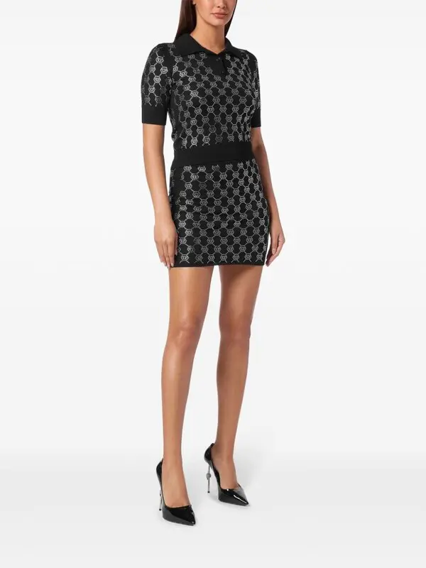 Philipp Plein Monogram Knitted Mini Skirt - Black
