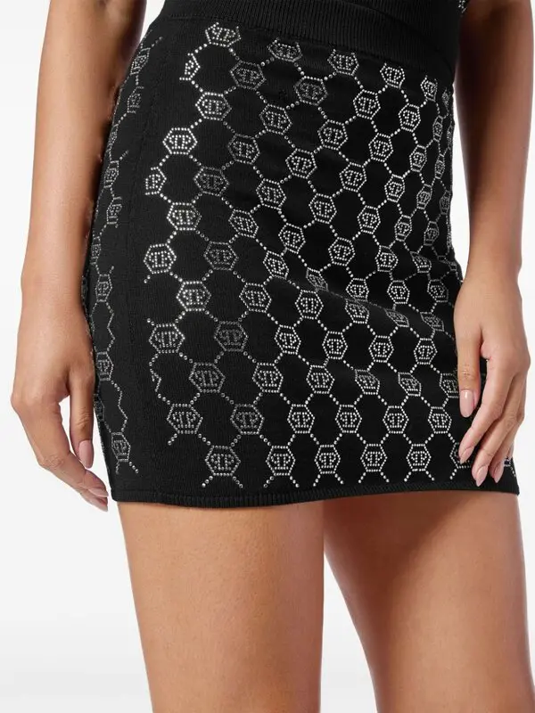 Philipp Plein Monogram Knitted Mini Skirt - Black
