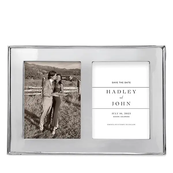 MARIPOSA Signature Double 5 X 7 Picture Frame - Silver