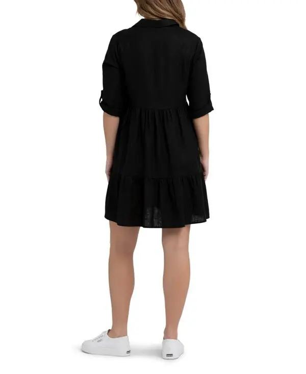 RIPE MATERNITY Adel Linen Shirt Dress - Black